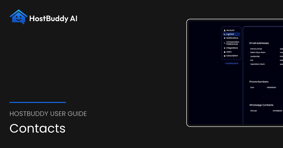 Contacts | HostBuddy User Guide